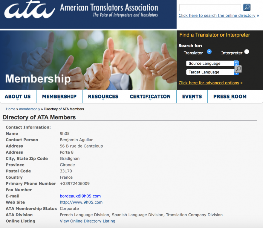 Ata American Translators Association 9h05 International 9h05